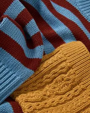 Veronica Beard Emile Striped Pullover - Blue River/rust/mustard