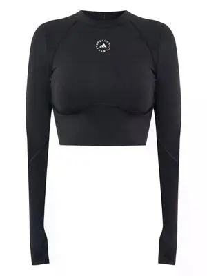 Adidas By Stella McCartney Long-sleeve Cropped Top With Logo Detail