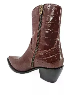 MADISON MAISON Croc-embossed Pointed-toe Boots