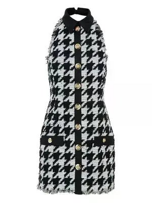 Balmain Houndstooth Mini Dress - Black