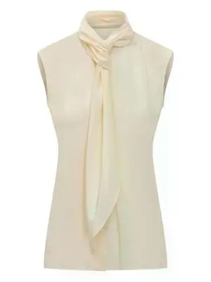 Alberta Ferretti Neck-tie Sleeveless Shirt - Neutrals