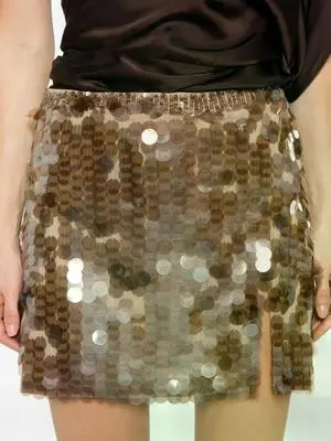 P.a.r.o.s.h Sequin-embellished A-line Mini Skirt - Neutrals