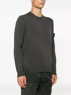 Stone Island Compass-badge Crew-neck Sweater - Grey