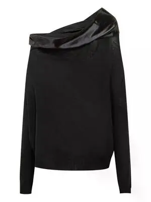 Alberta Ferretti One-shoulder Satin Panelled Sweater