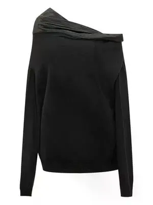 Alberta Ferretti One-shoulder Satin Panelled Sweater