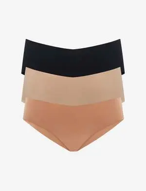 THIRDLOVE Zero Edge™ No-show Cheeky 3 Pack Panty - Black Taupe Mocha