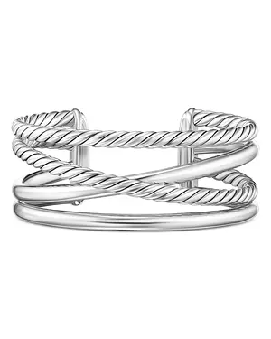 David Yurman Bold Crossover Multi Row Cuff Bracelet - Silver