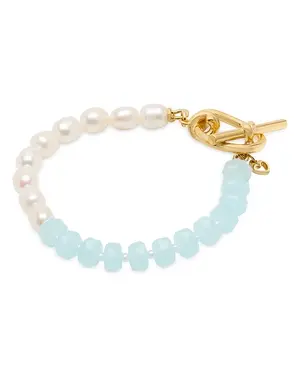Kate Spade New York Ropes & Knots Bead & Cultured Freshwater Pearl Flex Bracelet - Pearl/blue