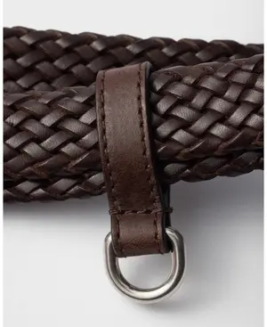 Prada Narrow Braided Leather Belt