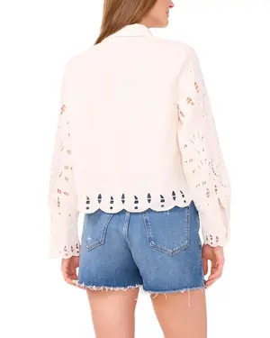 Vince Camuto Embroidered Scallop Hem Blouse