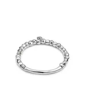 UNODE50 Sterling Plated Beaded Bracelet With Tubular Piece - Silver
