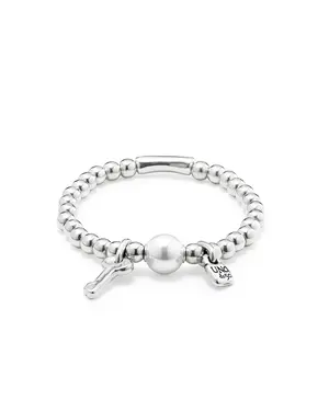 UNODE50 Sterling Plated Beaded Bracelet With Pearl - Silver
