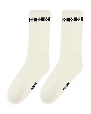 Sandro Embroidered Fine Knit Socks - Off White