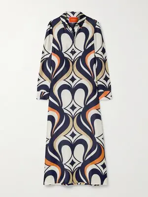 La DoubleJ Printed Silk-twill Maxi Shirt Dress - Multi