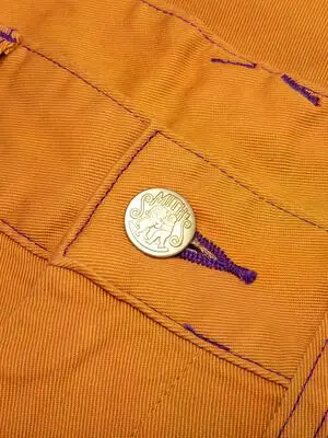 Needles X Smith's Butterfly-embroidered Twill Trousers - Orange