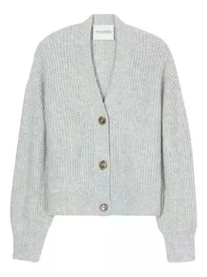 Closed V-neck Ribbed Cardigan