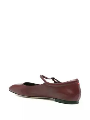 AeydĒ Leather Buckle Flat Pumps - Red