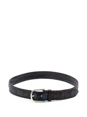 ORTIGNI Embroidered Leather Belt - Brown