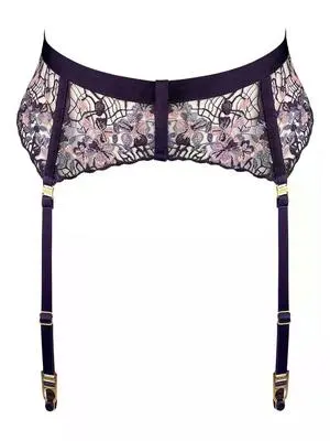 BORDELLE Amela Floral-lace Suspender Belt - Purple