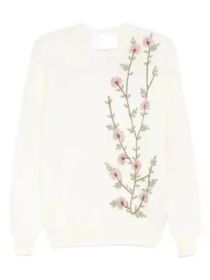 Costarellos Floral-embroidered Sweater - White