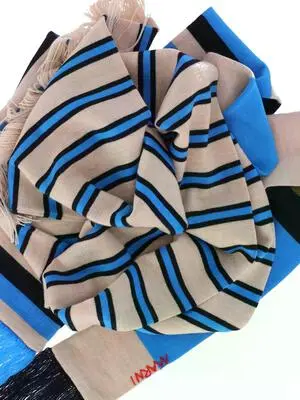 Marni Striped Fringed Scarf - Blue