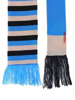 Marni Striped Fringed Scarf - Blue