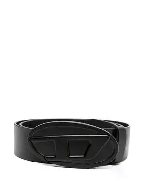 DIESEL® Oval D Logo-plaque Leather Belt - Black