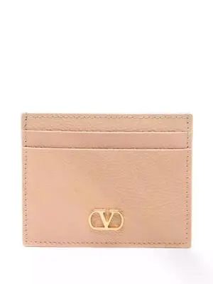 Valentino Garavani Leather Logo Card Holder - Neutrals