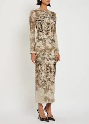 Jean Paul Gaultier Printed Ribbed Stretch-cotton Midi Dress - Multicoloured