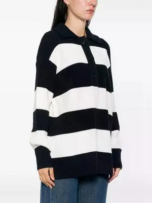 Closed Striped Knitted Polo Top