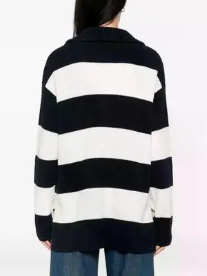 Closed Striped Knitted Polo Top