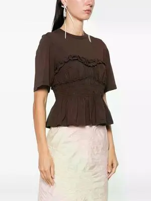 Cecilie Bahnsen Smocked Ruffled Top