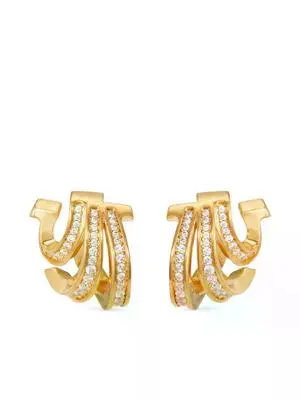 SALVATORE FERRAGAMO Triple-Gancini Crystal-Hoop Earrings