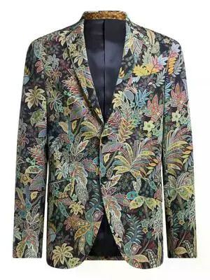 Etro Floral-print Wool Blazer - Yellow