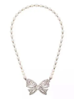 Alessandra Rich Bow Pendant Necklace - Silver