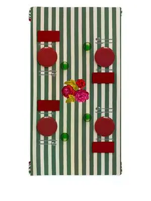 LISA CORTI Striped Rose-print Tablecloth - Green