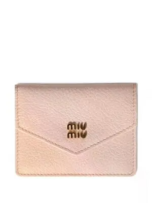 Miu Miu Logo-plaque Leather Card Holder - Pink
