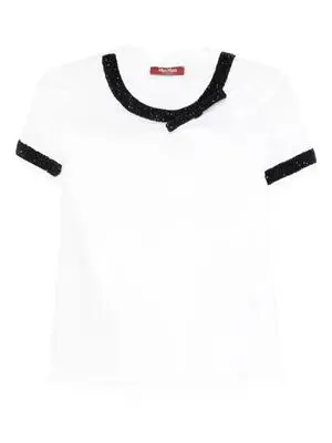 Max Mara Embellished-neckline Cotton T-shirt - White