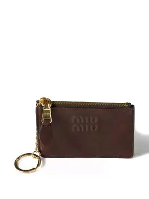 Miu Miu Nappa Leather Card Holder - Brown
