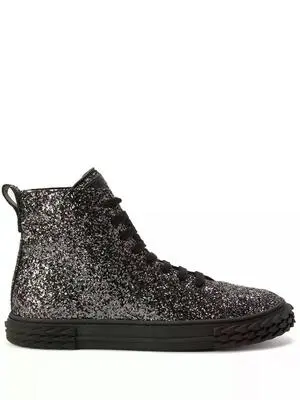 GIUSEPPE ZANOTTI Glitter High-top Sneakers - Silver
