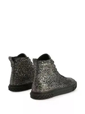 GIUSEPPE ZANOTTI Glitter High-top Sneakers - Silver