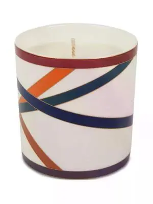 Missoni Ribbon-pattern Candle - White