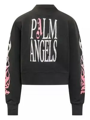 Palm Angels Flame-print Long-sleeve Sweatshirt - Black