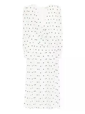 Alessandra Rich Polka-dot Midi Dress - White