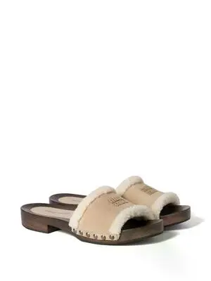 Miu Miu Suede Clog Sandals - Brown