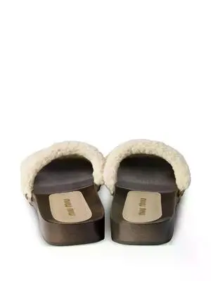 Miu Miu Suede Clog Sandals - Brown