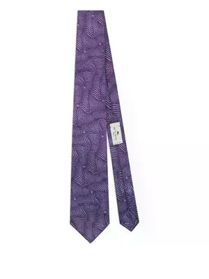 Etro Wave-pattern Silk Neck Tie - Purple
