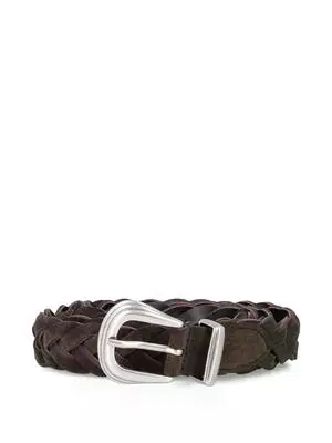 FABRIZIO MANCINI Braided Leather Belt - Brown