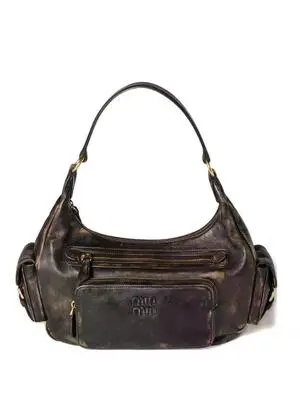 Miu Miu Pocket Lambskin Shoulder Bag - Brown