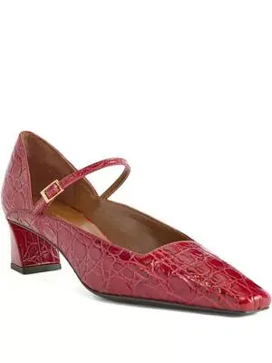 GIUSEPPE ZANOTTI Crocodile-effect Mary Jane Pumps - Red
